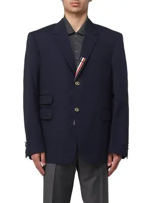 Thom Browne Blazer In Cotton Blend - Blue