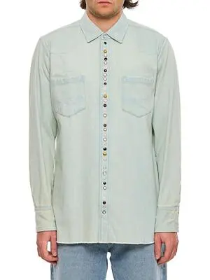 GOLDEN GOOSE Shirt Men Gnawed Blue