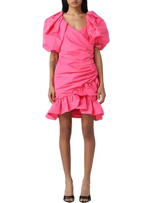 MSGM Dress In Taffeta - Fuchsia