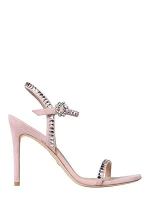 STUART WEITZMAN Stuart Weitzman Suede Ballet Sandal With Rhinestones Baby Pink