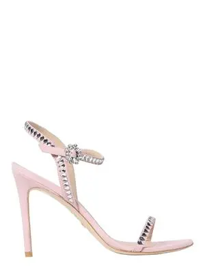 STUART WEITZMAN Stuart Weitzman Suede Ballet Sandal With Rhinestones Pink