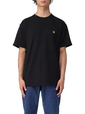 Carhartt Work In Progress Cotton T-shirt With Embroidered Logo And Dropped Shoulders Black