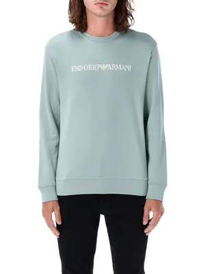 Emporio Armani Emporio Armani Crewneck Cotton Blend Sweatshirt Silver