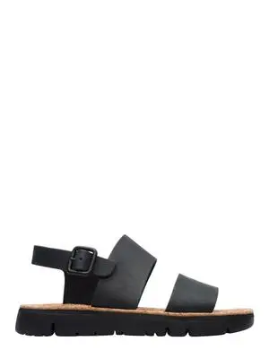 Camper Oruga Full Grain Leather Heeled Sandals - Black