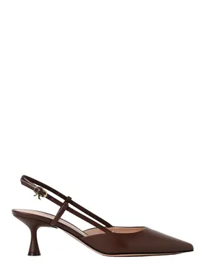 GIANVITO ROSSI Pointed Slingback Pumps Brown