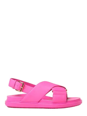 Marni Sandals In Leather Fuchsia