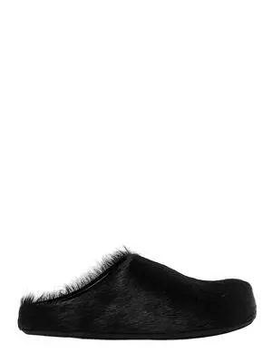 Marni Fur Clogs - Black