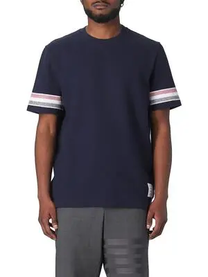 Thom Browne T-shirt With Striped Bands Blue