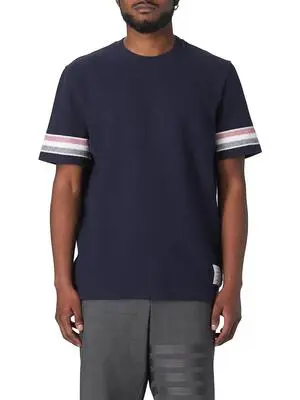 Thom Browne T-shirt With Striped Bands - Blue