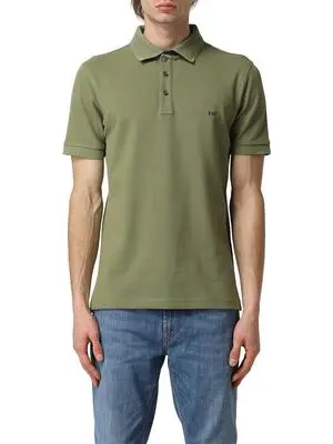 FAY Stretch Cotton Polo Shirt With Logo - Military