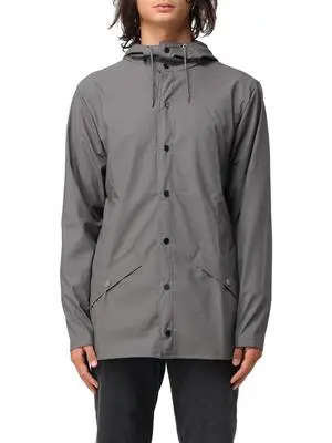 Rains Hooded Waterproof Jacket In Recycled Technical Fabric Grey