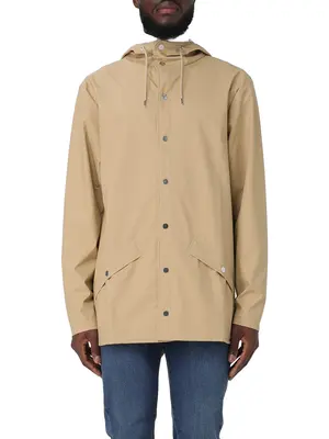 Rains Hooded Waterproof Jacket In Recycled Technical Fabric Sand