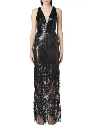 Elisabetta Franchi Dress In Sequined Fabric - Fuchsia