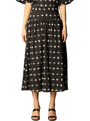 ALYSI Floral Patterned Skirt - Black