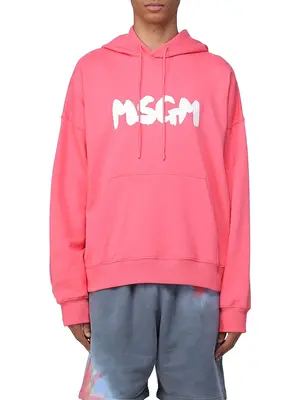MSGM MSGM Cotton Sweatshirt With Logo Fuchsia