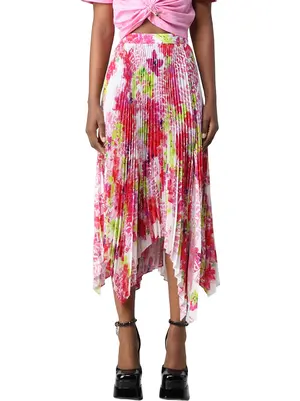 Versace Orchid Printed Pleated Skirt - White