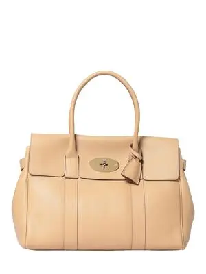 Mulberry Leather Handbag With Turn Lock Closure - Beige