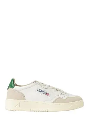 AUTRY Medalist Low Lace-up Leather Sneakers With Perforated Toe - Beige