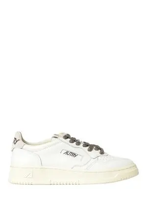 AUTRY Medalist Low Lace-up Leather Sneakers With Perforated Toe - Brown