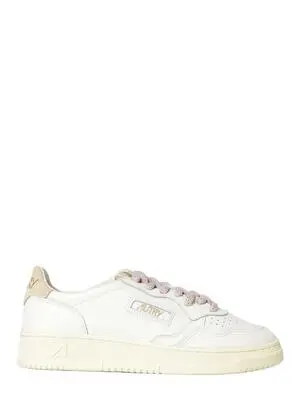AUTRY Medalist Low Lace-up Leather Sneakers With Perforated Toe - Yellow Cream