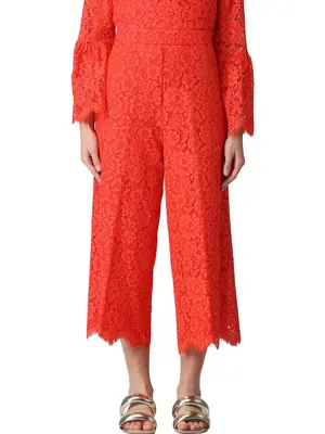 TWINSET Trousers In Macramé Lace - Coral