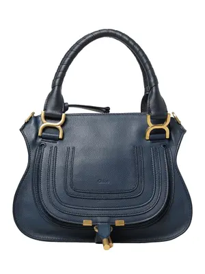 Chloé Marcie Handbag In Grained Leather Blue