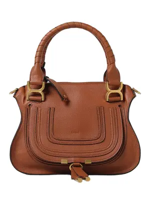 Chloé Marcie Handbag In Grained Leather Brown