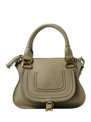 Chloé Marcie Handbag In Grained Leather Green