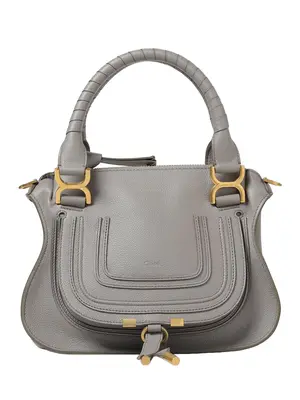 Chloé Marcie Handbag In Grained Leather Grey