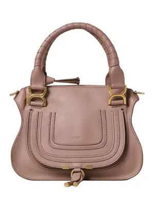 Chloé Marcie Handbag In Grained Leather Pink