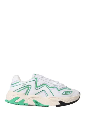 MSGM Leather And Mesh Sneakers - White 1