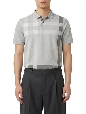 Barbour Casual Polo Shirt In Cotton With Check Motif Grey