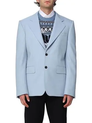 Alexander McQueen Jacket In Wool Blend - Gnawed Blue