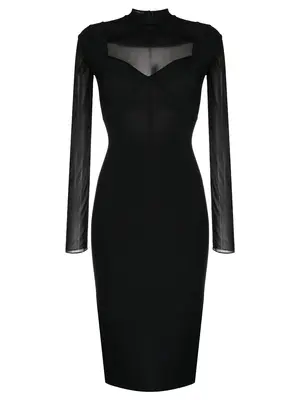 HERVE L. LEROUX Sheer-panel Dress - Black