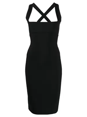 HERVE L. LEROUX Scoop-neck Pencil Dress - Black