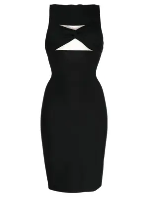 HERVE L. LEROUX Cut-out Bodice Pencil Dress - Black
