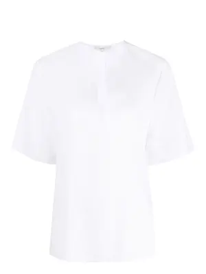 Vince Split-neck Blouse - White