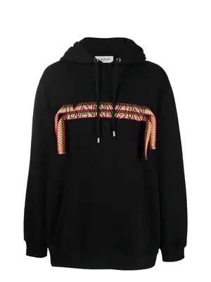 LANVIN Oversized Logo-appliqué Hoodie - Black