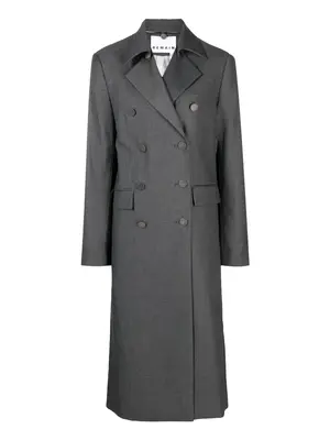 Remain Birger Christensen Notched-lapel Double-breasted Coat - Grey
