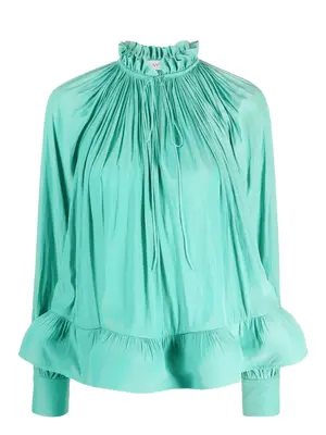 LANVIN Lanvin Ruffled Gathered Blouse Green
