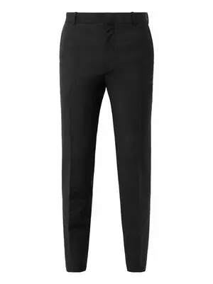 Alexander McQueen Slim-fit Pleated Wool And Mohair-blend Suit Trousers - Black