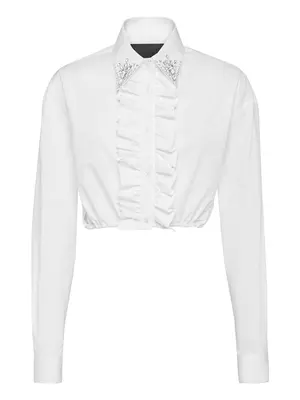 Philipp Plein Cropped Ruffled Shirt - White