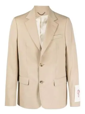 GOLDEN GOOSE Logo-patch Virgin-wool Blazer - Neutrals