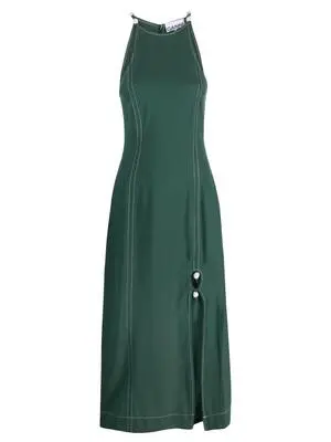 GANNI Bead-Detail Sleeveless Midi Dress