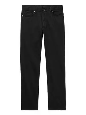 Zegna Slim-fit Brushed Cotton-blend Trousers - Black