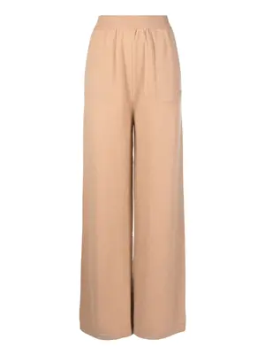 MSGM Embroidered-logo Knit Trousers - Brown