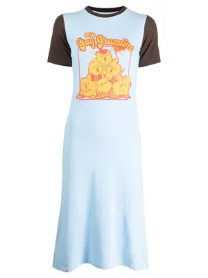CHARLES JEFFREY Graphic-print Dress - Blue