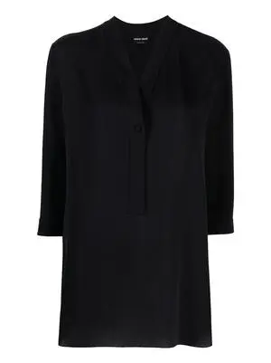 Giorgio Armani V-neck Silk Blouse - Blue