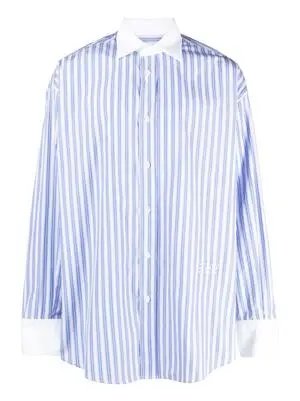 MAISON MARGIELA Logo-embroidered Striped Cotton Shirt