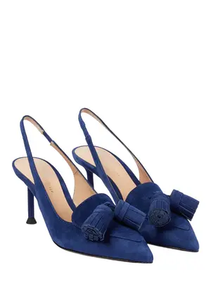 GIANVITO ROSSI Embellished Suede Slingback Pumps - Blue